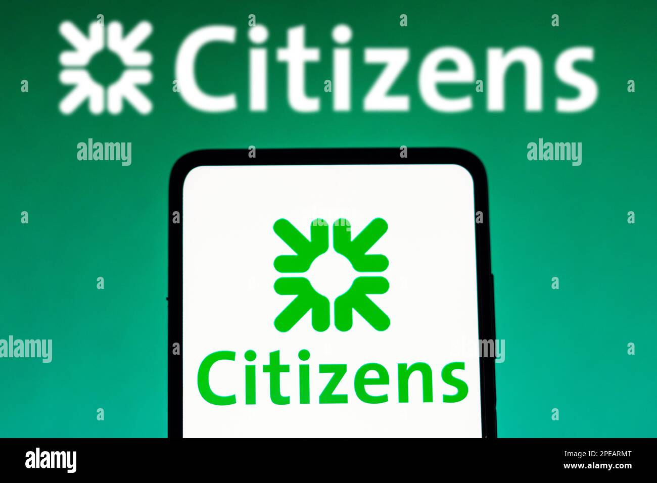 In this photo illustration, the Citizens Financial Group logo seen ...