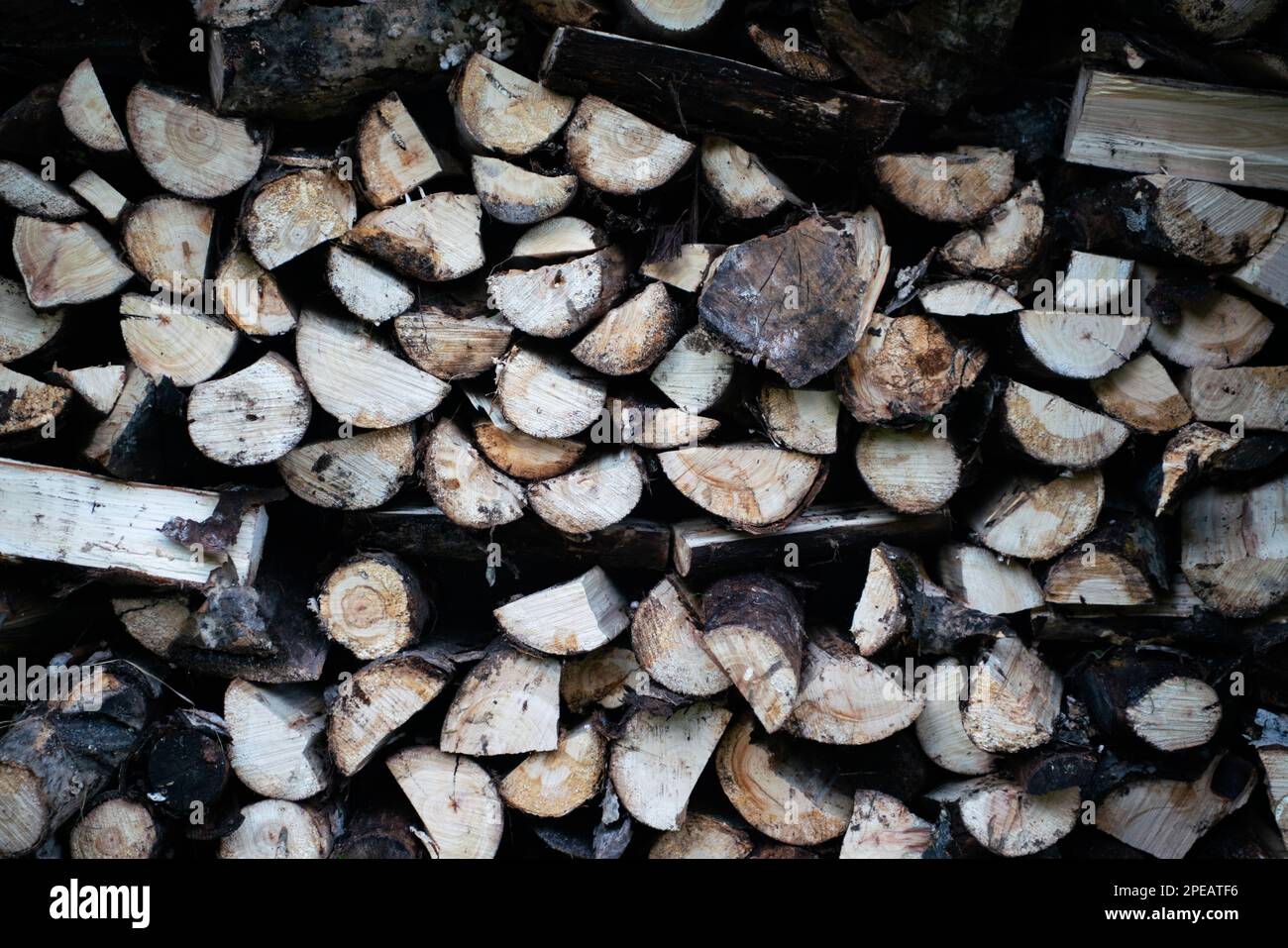 Stacked logs of firewood Stock Photo - Alamy