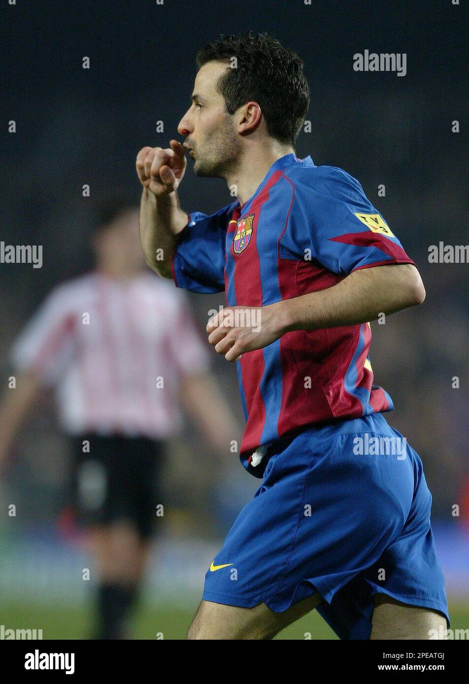 FC Barcelona's player Ludovic Giuly, from France, celebrates scoring ...