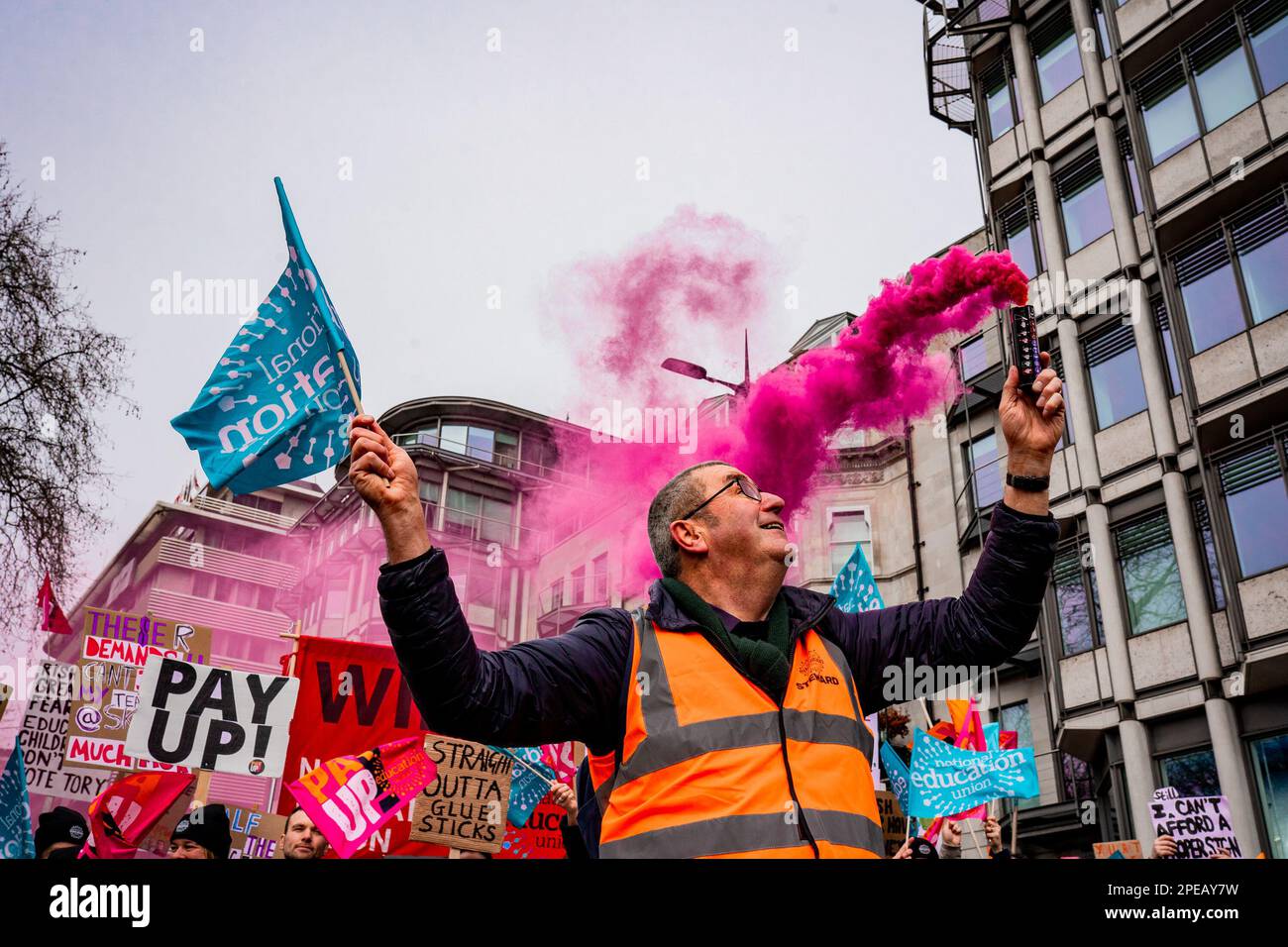 Teachers and public sector workers march in central London on a day of ...