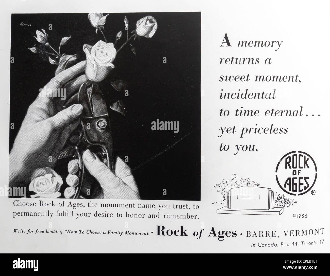Rock of Ages family monuments advert in a Natgeo magazine June 1956 ...