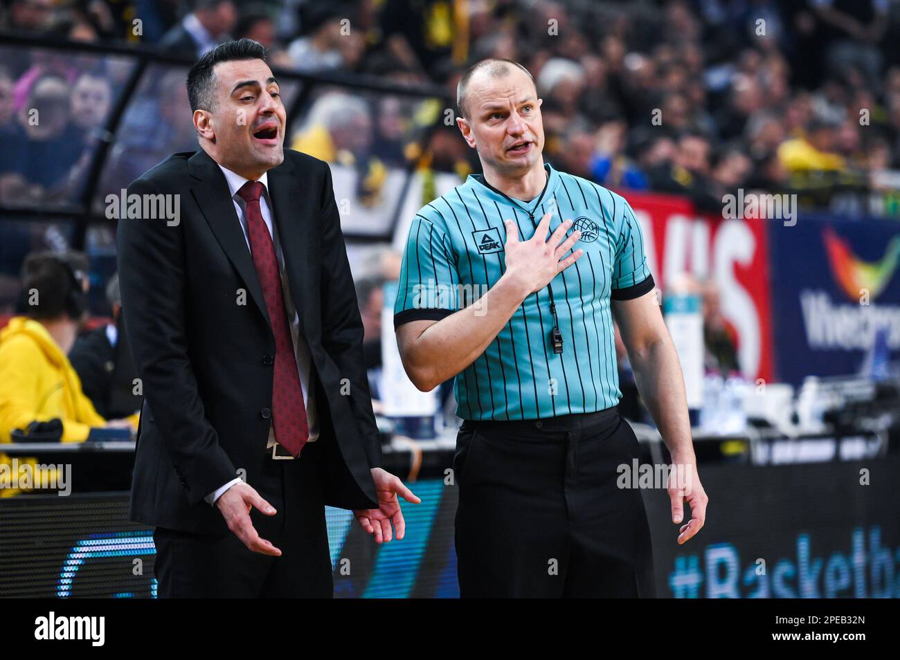 Athens, Greece. 15th Mar, 2023. Head Coach ANDREAS PISTIOLIS of ...