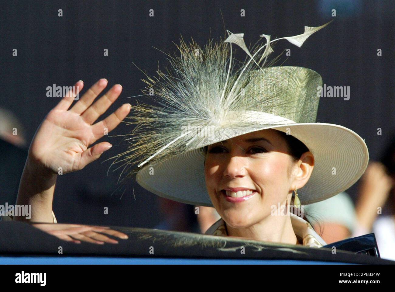 Denmark's Princess Mary greets members of a crowd as she leaves Hobart ...