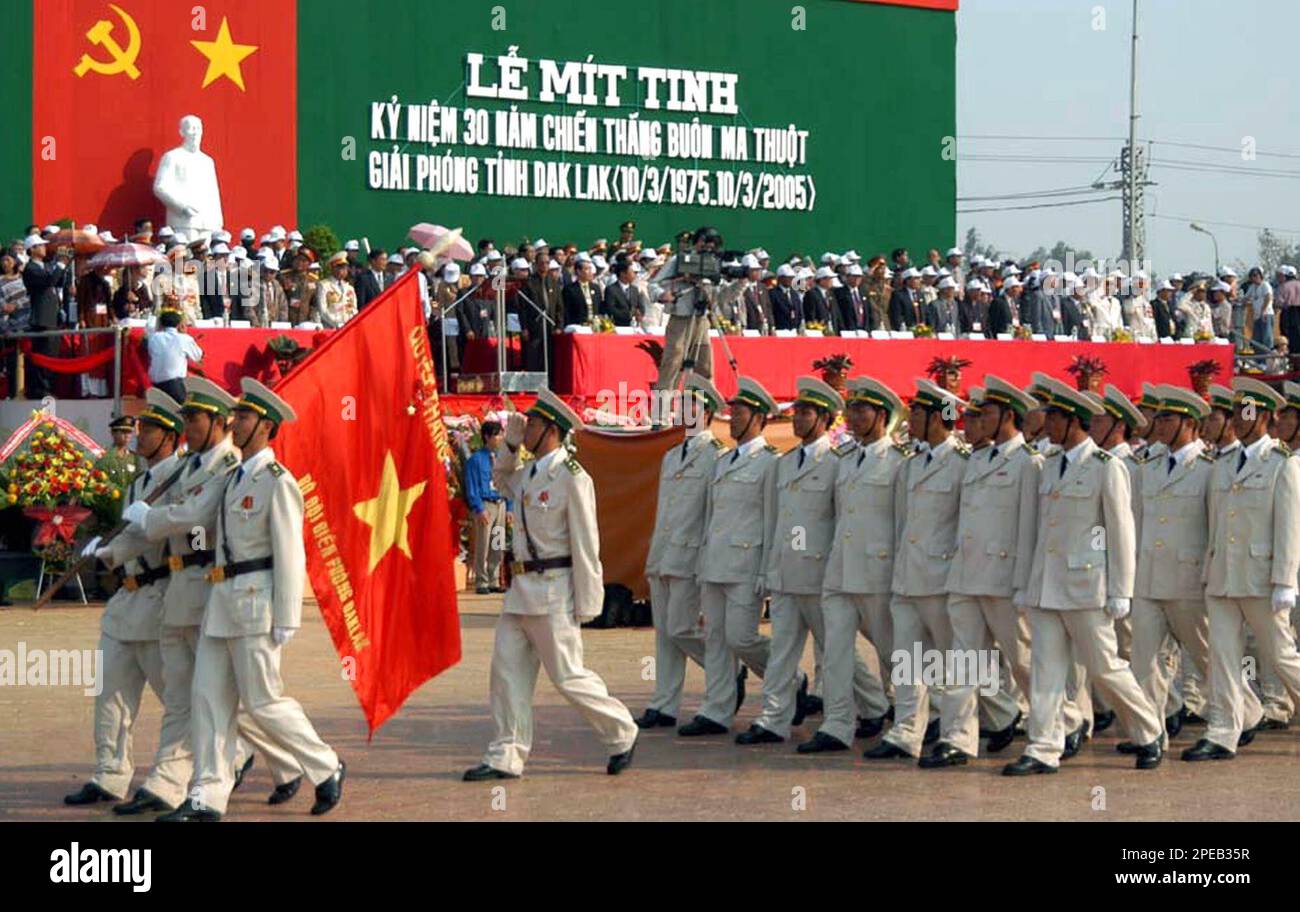 Vietnamese soldiers march during a parade for Vietnam's anniversary ...