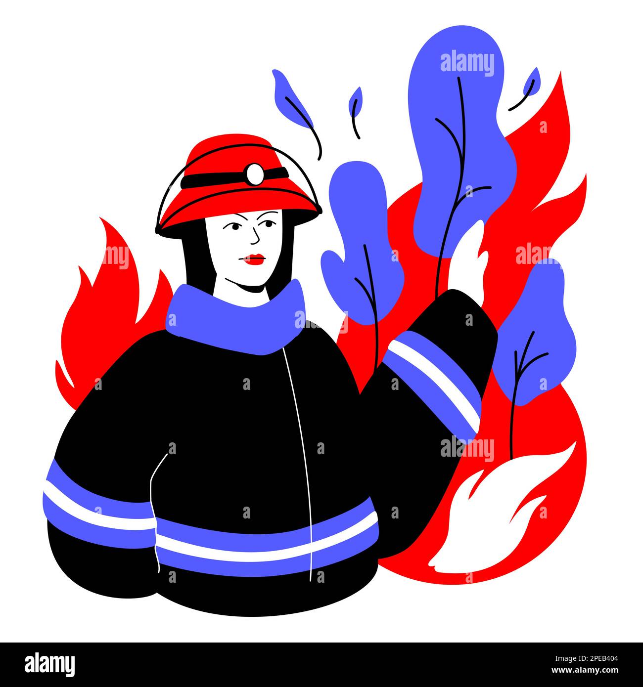 Firefighter against fire - colorful flat design style illustration ...