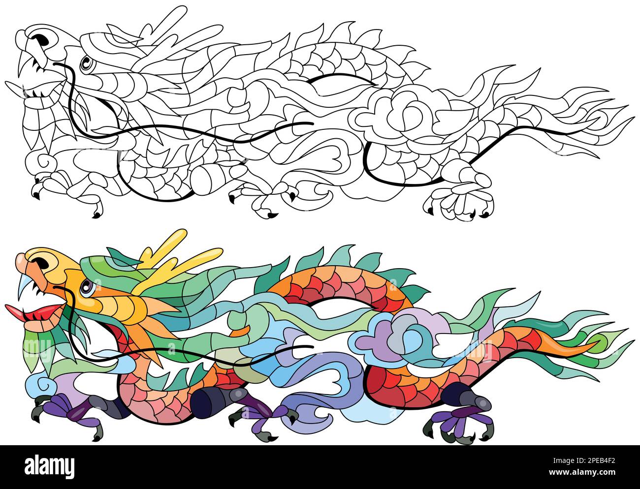 Dragon zentangle styled for coloring, for t-shirt design, tattoo and ...