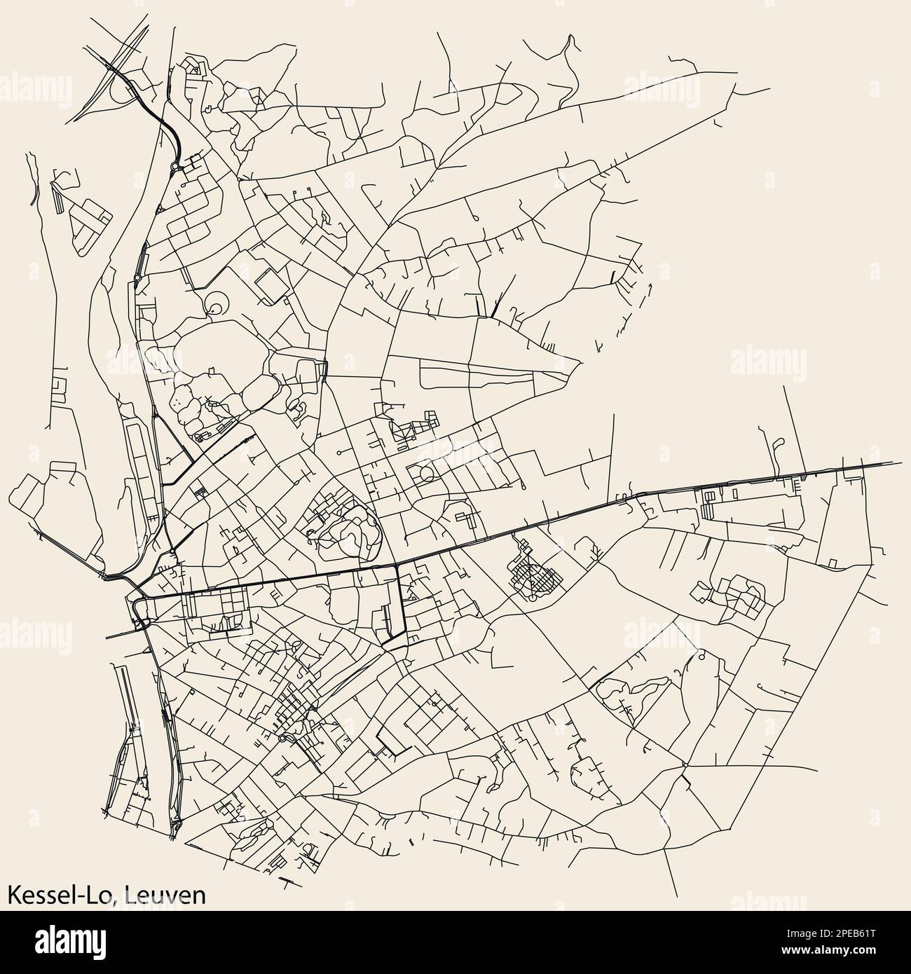 Street roads map of the KESSEL-LO BOROUGH, LEUVEN Stock Vector Image ...