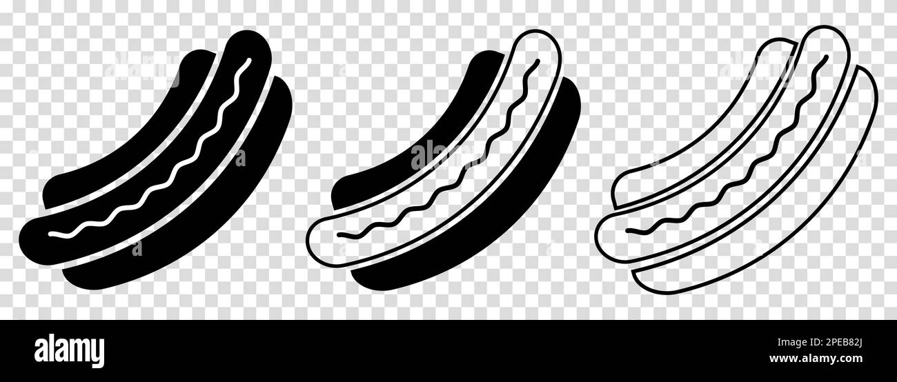 Set of hot dog icon. Vector illustration isolated on transparent ...