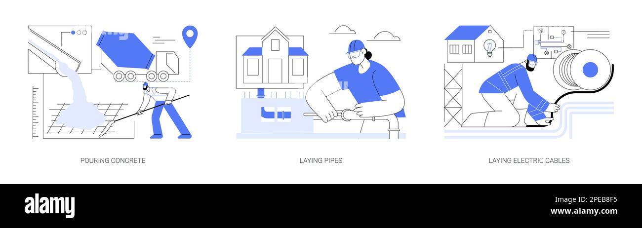 Residential building utilities installation abstract concept vector illustrations Stock Vector ...