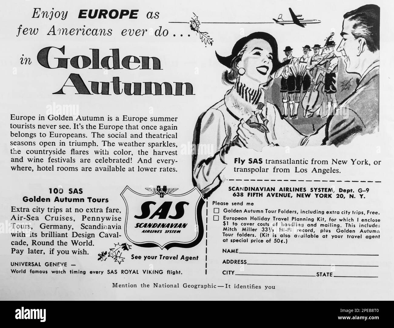 SAS Golden Autumn transatlantic tours advert in a Natgeo magazine ...