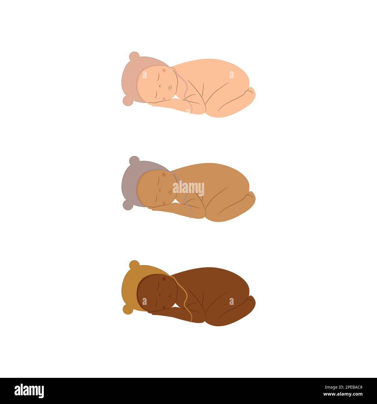 Cute sleeping newborn babies set. Vector illustration Stock Vector ...