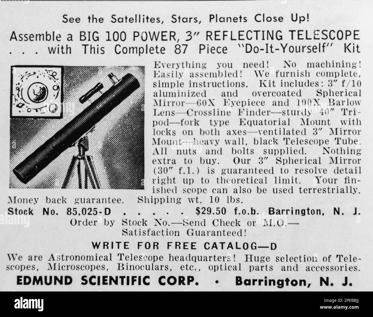 Edmund telescope advert in a Natgeo magazine September 1956 Stock Photo ...