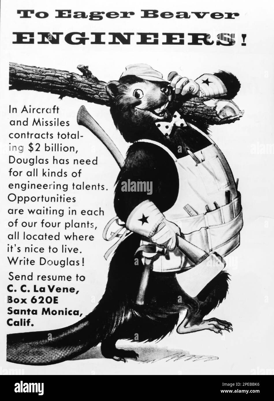 Douglas engineers advert in a Natgeo magazine September 1956 Stock ...