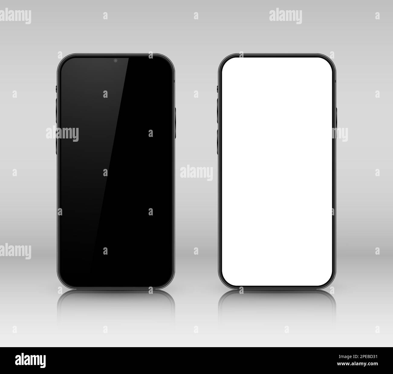 A set of smartphones on a transparent background. Realistic 3D models ...