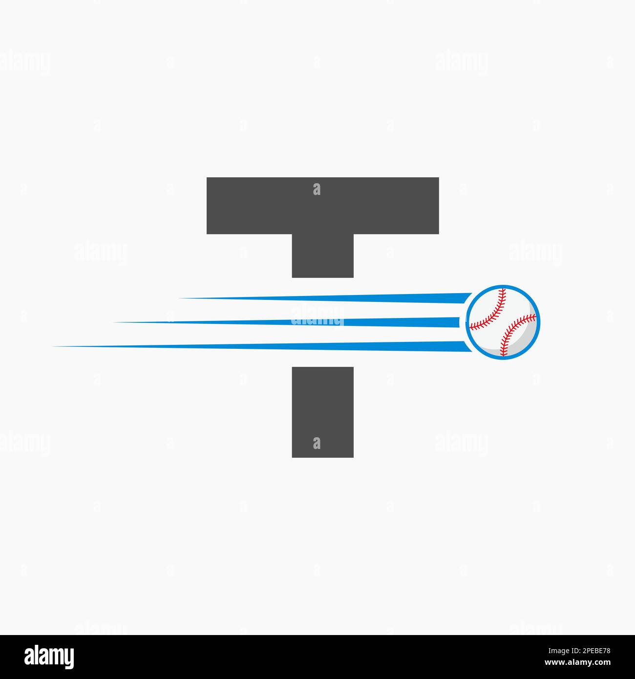 Initial Letter T Baseball Logo With Moving Baseball Icon Stock Vector ...