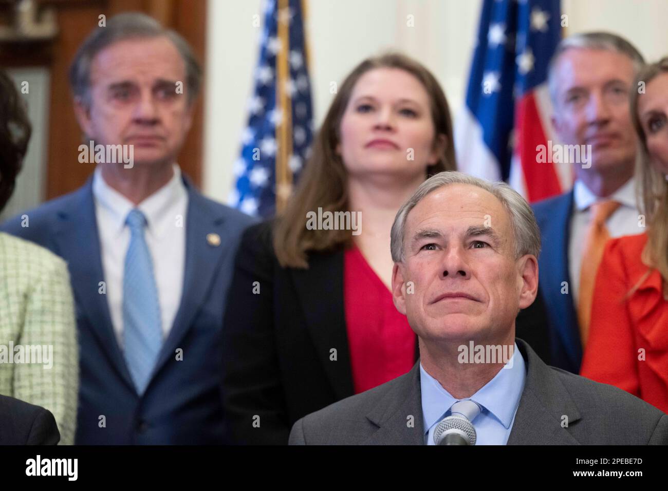 Texas, USA. 15th Mar, 2023. Texas Governor GREG ABBOTT, along with ...