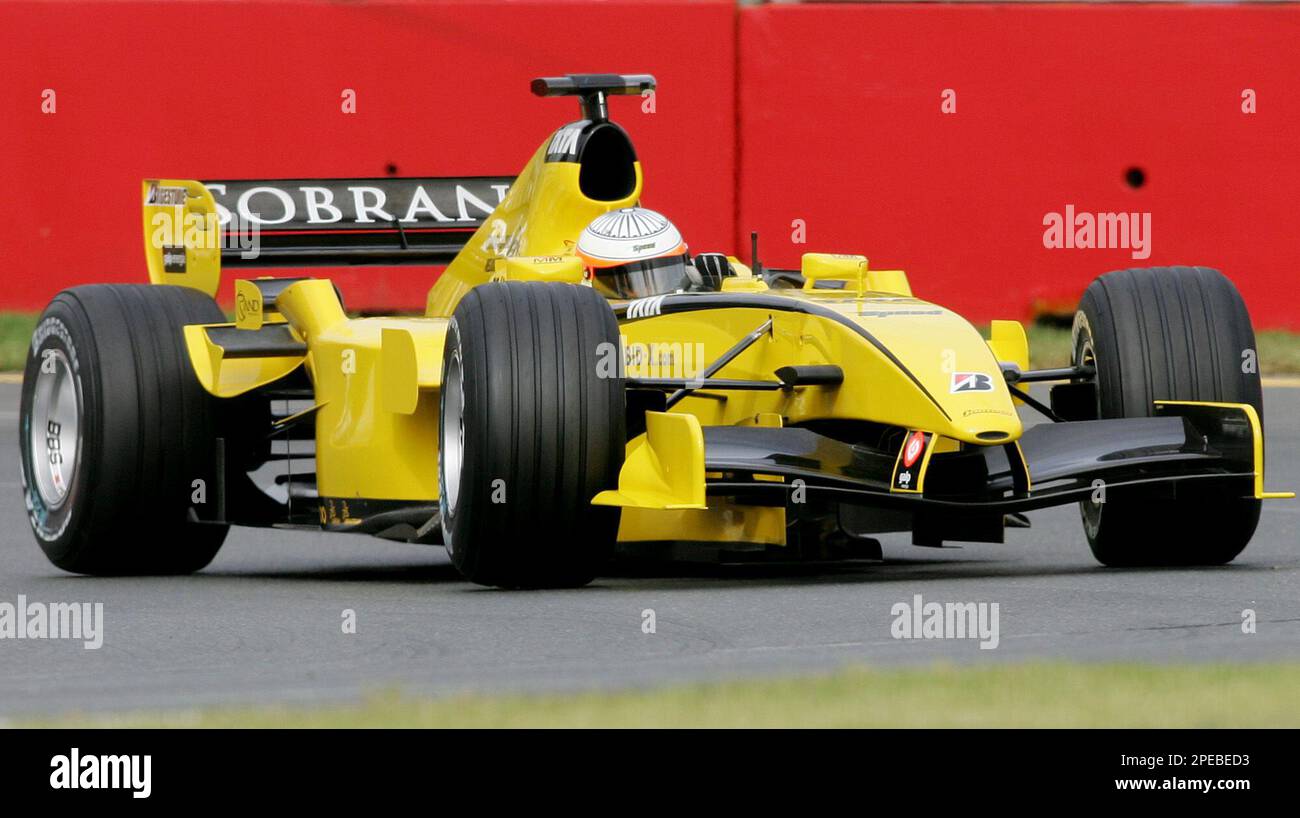 India's Narain Karthikeyan drives his Jordan during the Australian ...