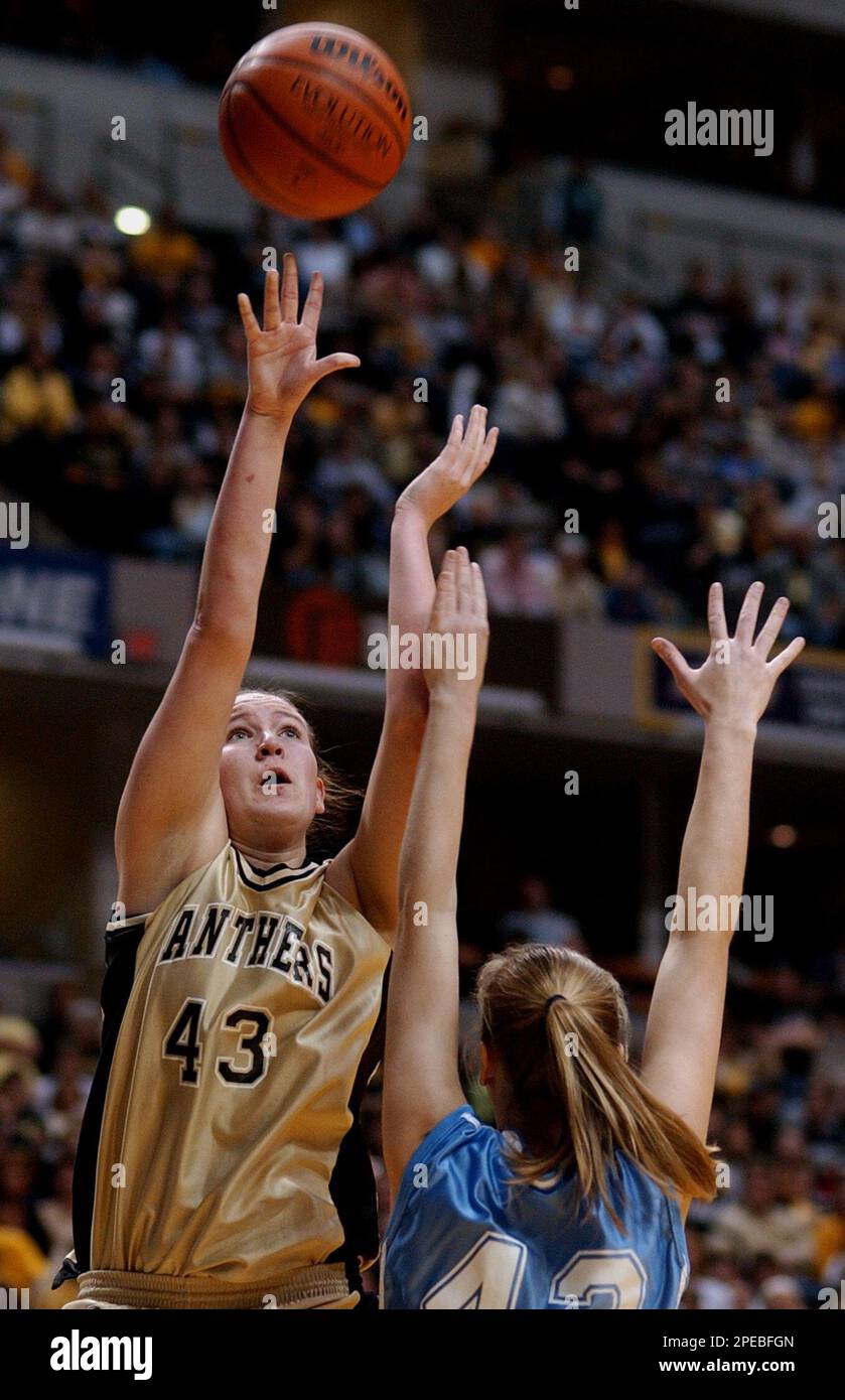 Corydon's Dana Beaven (43) shoots over South Bend St. Joseph's Erin ...