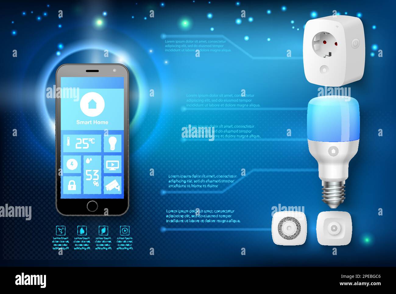 Electricity smart home realistic infographic banner. Internet of things ...