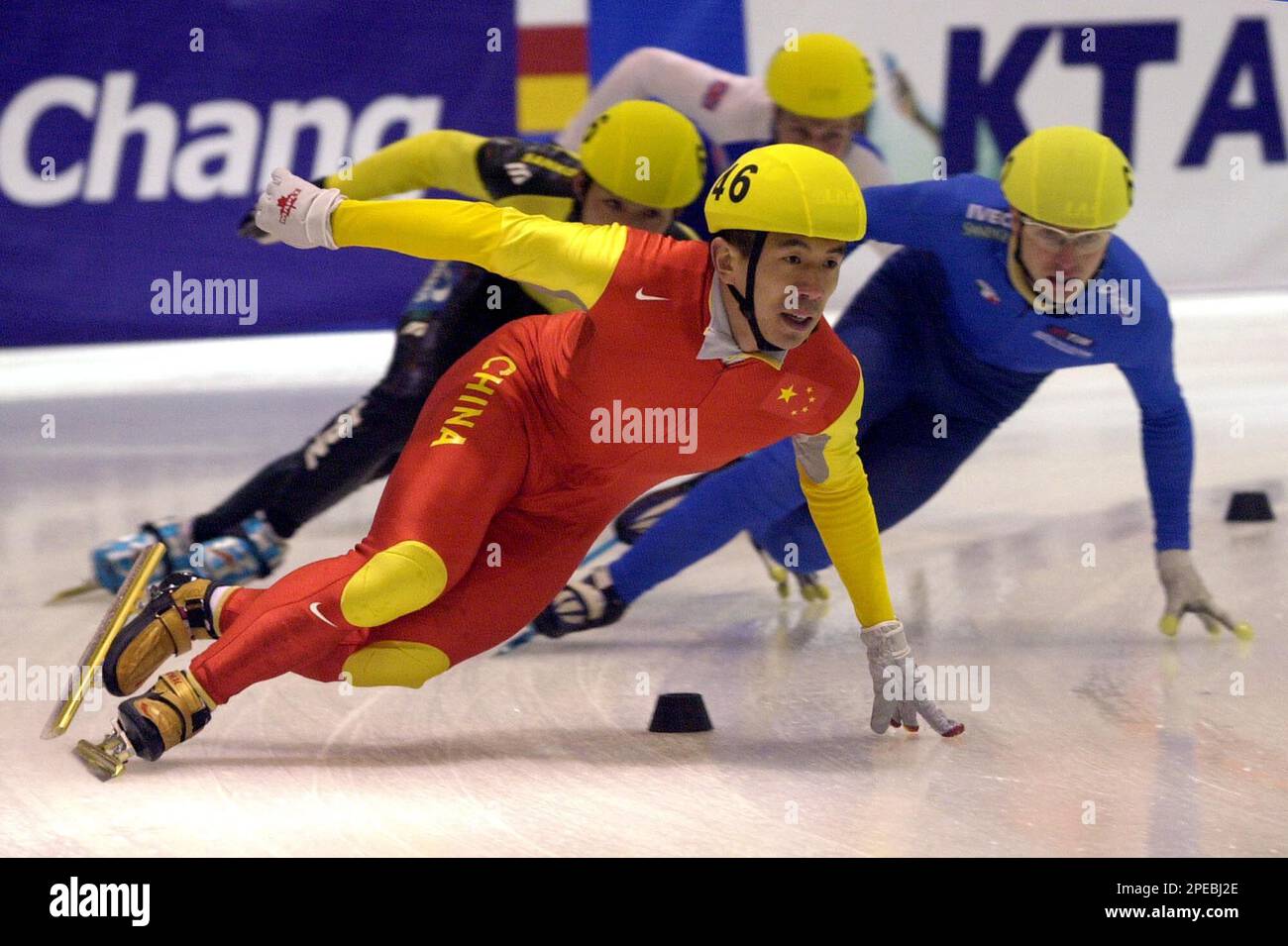 China's Li Jia Jun leads Italy's Franceschina Nicola, right, Japan's ...