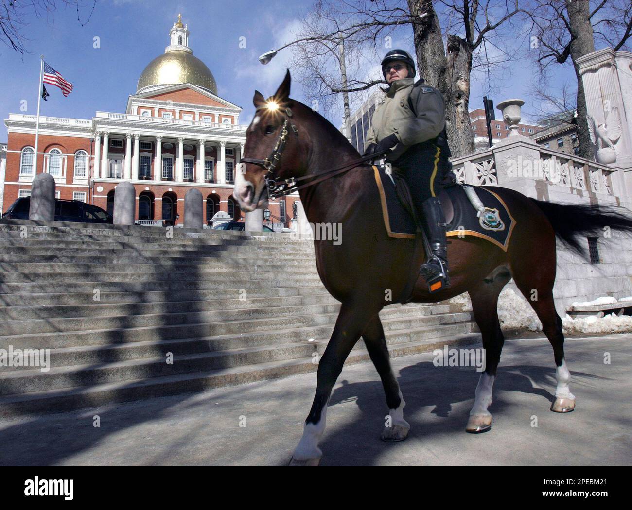 Chief Park Ranger Gene Survillo of the Boston Park Rangers rides past ...