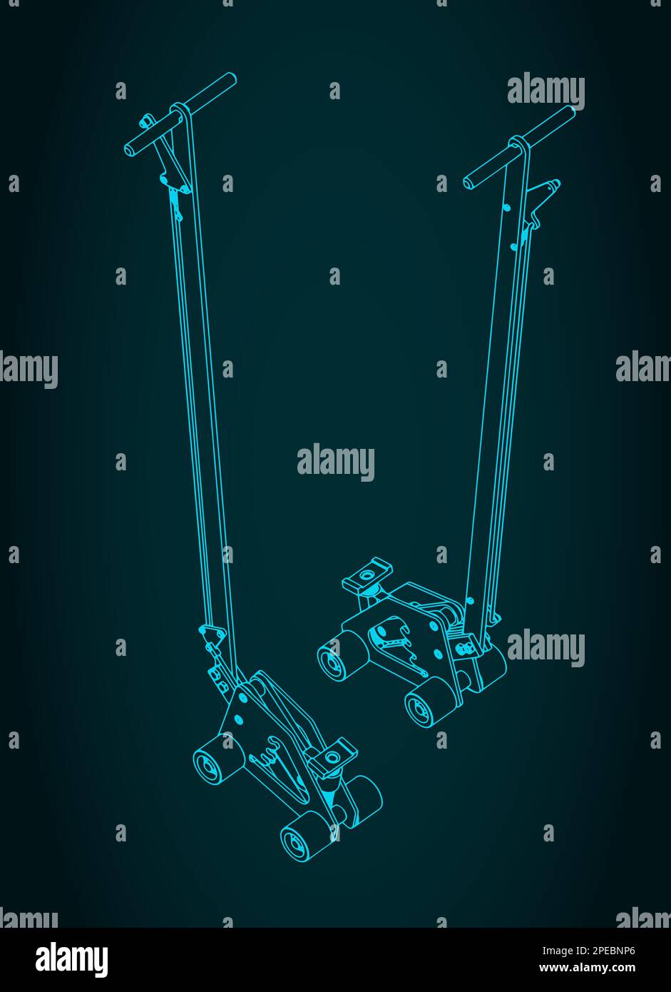 Stylized vector illustration of blueprints of hand car lifter Stock ...