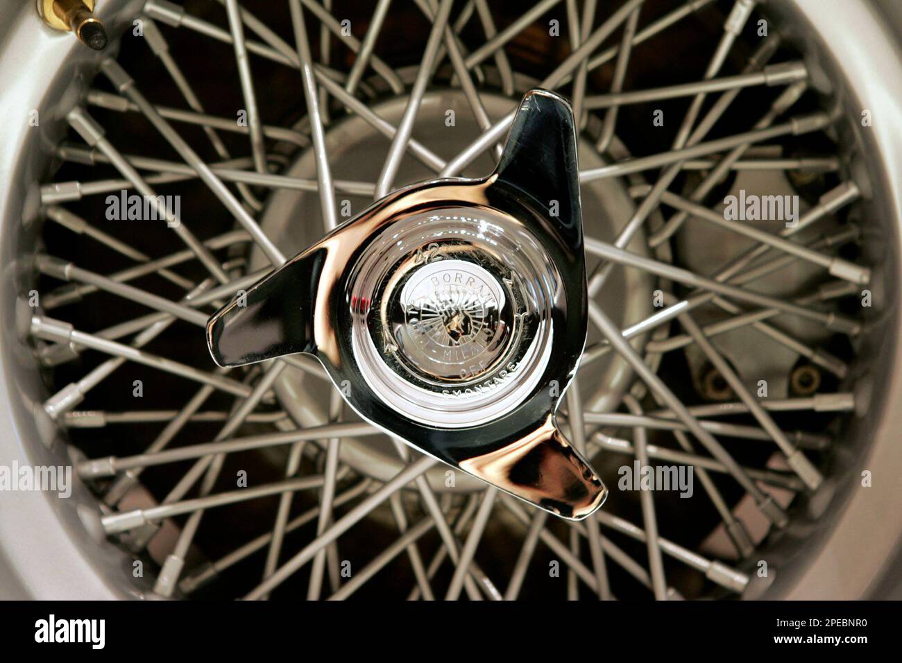 The hub of a Borrani wire wheel belonging to a 1962 Ferrari 250 GTO ...