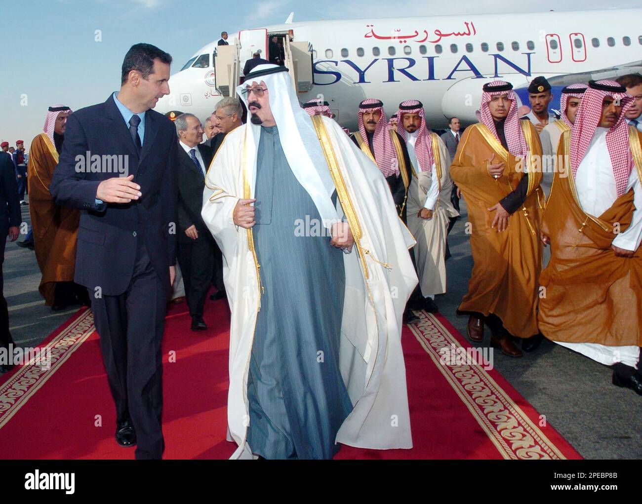 Saudi Crown Prince Abdullah Bin Abdel Aziz, right, receives Syrian ...