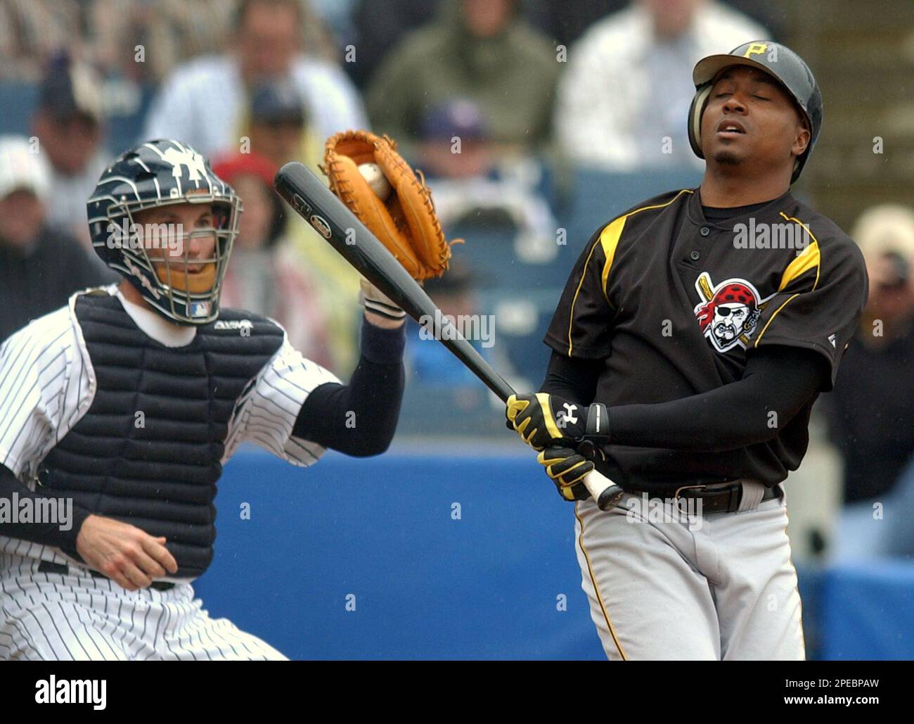 Pittsburgh Pirates' Tike Redman, right, reacts after a strike in the ...