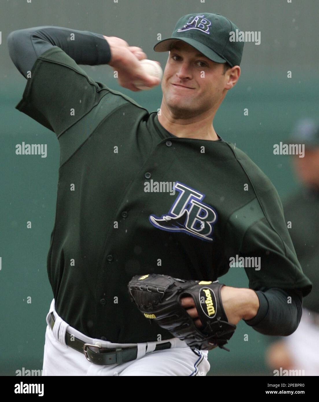 Tampa Bay Devil Rays pitcher Rob Bell throws during a spring training ...