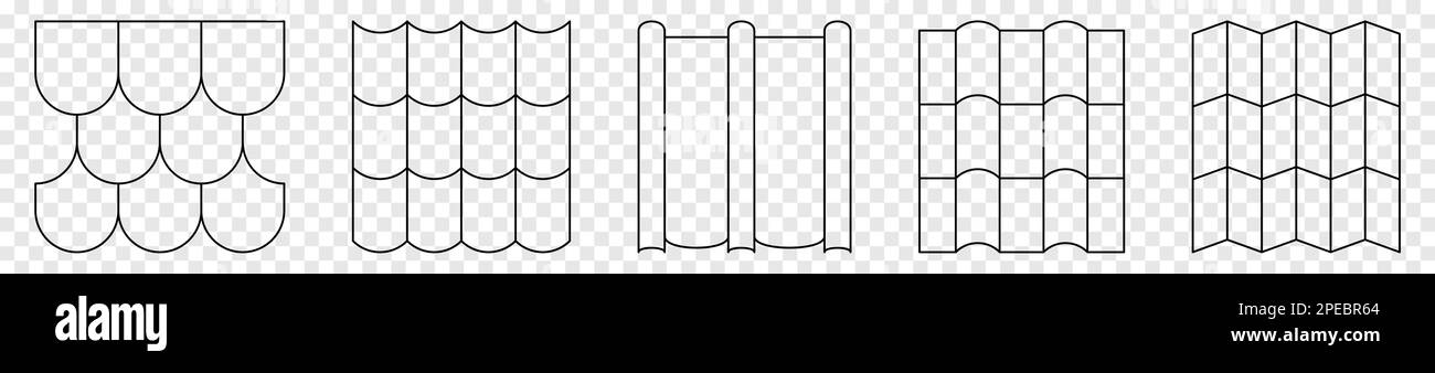 Roof tile or roof sheet icons. Vector illustration isolated on ...