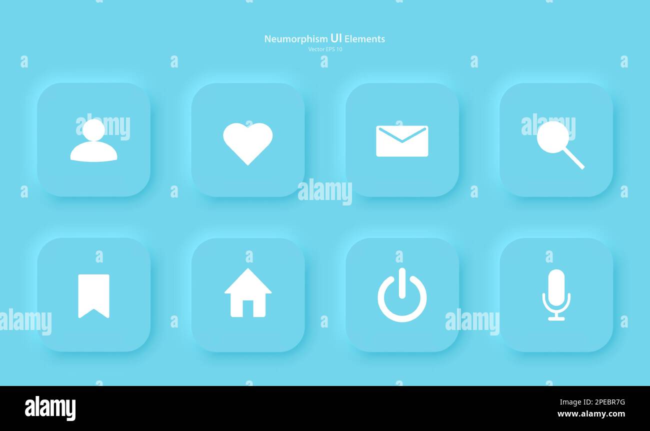 Set of buttons for designing user interface in blue. Elements, icons ...
