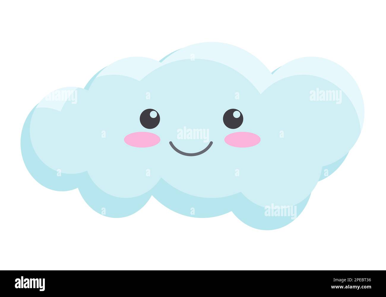 Smiling cute cloud. Weather forecast, lovely face, emotion expression ...