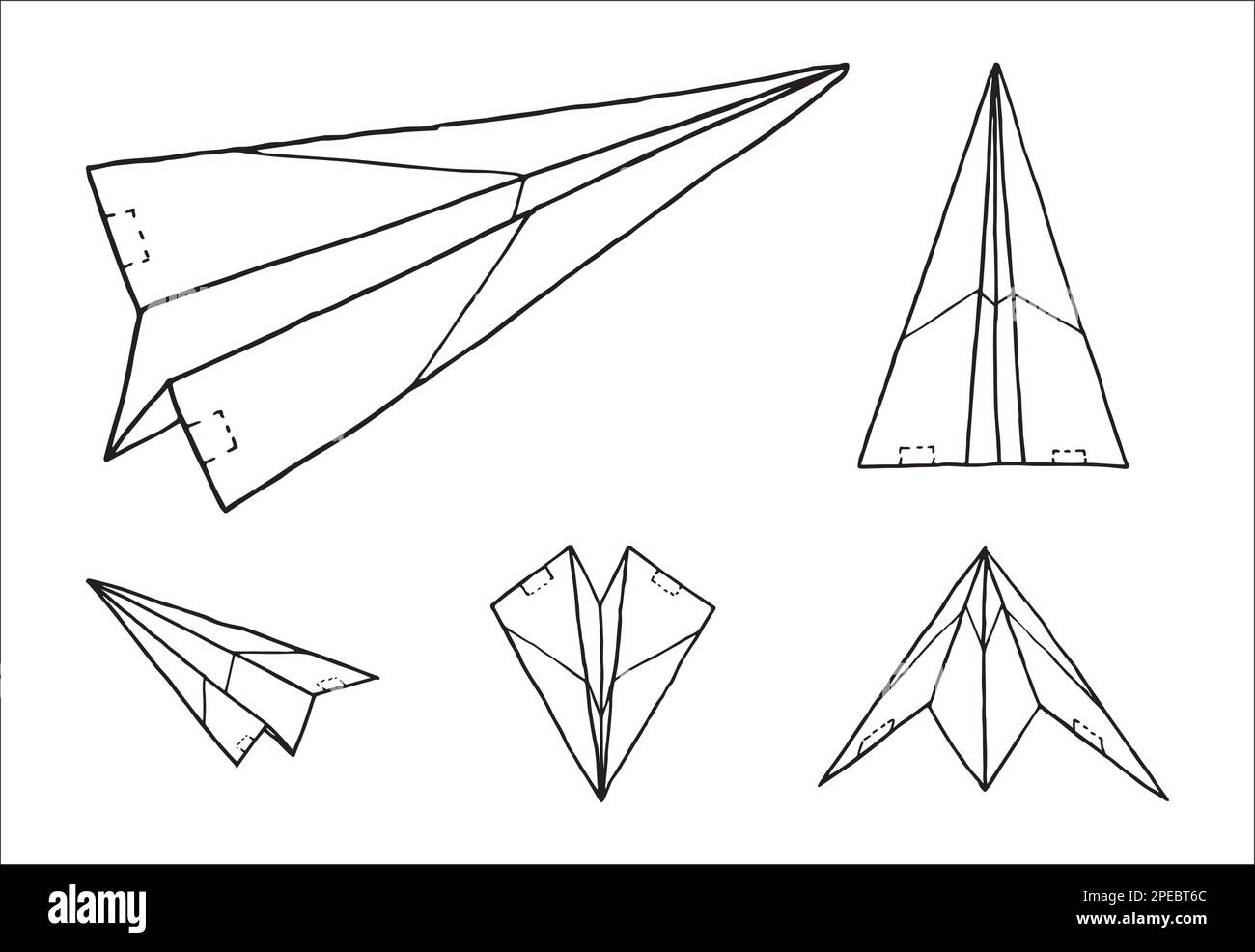 Raw sketches of a paper plane - five poses collection Stock Vector ...