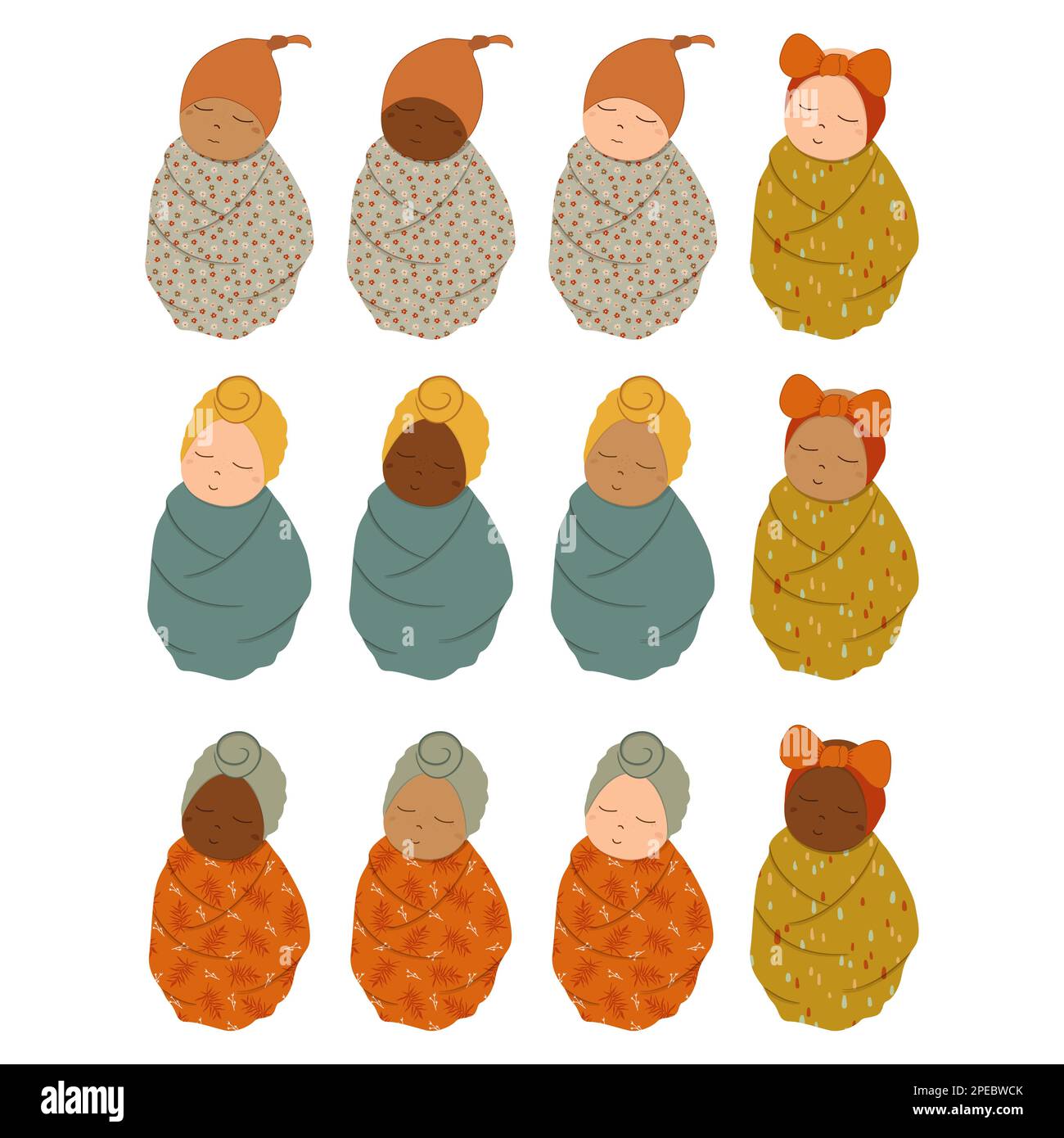 Cute Sleeping Newborn Babies Set Stock Vector Image Art Alamy