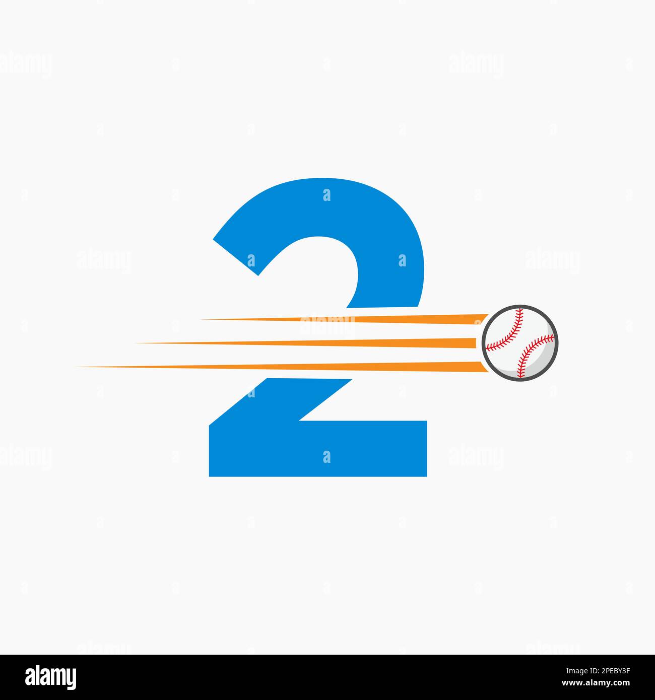 Initial Letter 2 Baseball Logo With Moving Baseball Icon Stock Vector ...
