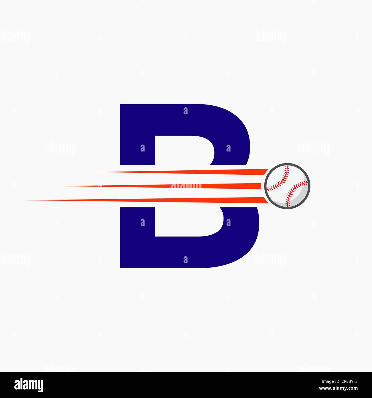 Initial Letter B Baseball Logo With Moving Baseball Icon Stock Vector ...