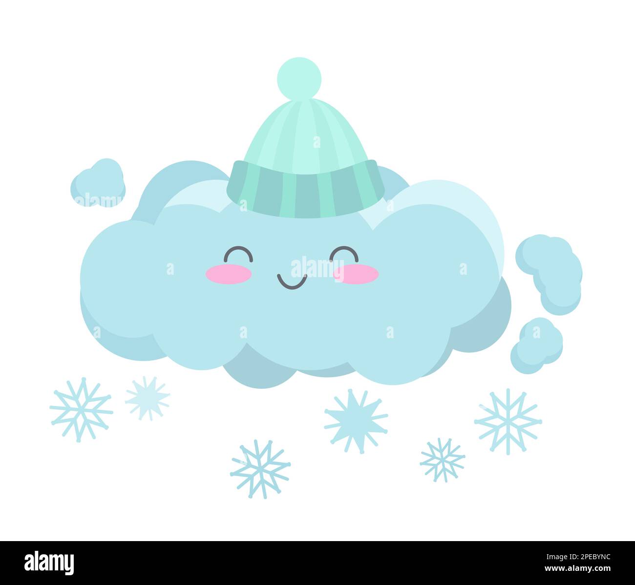 Smiling snowing cloud. Winter cute weather, lovely forecast vector ...