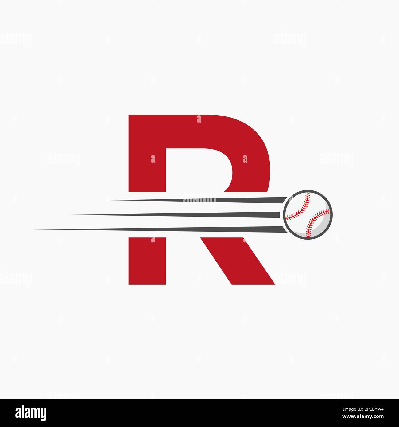 Initial Letter R Baseball Logo With Moving Baseball Icon Stock Vector ...