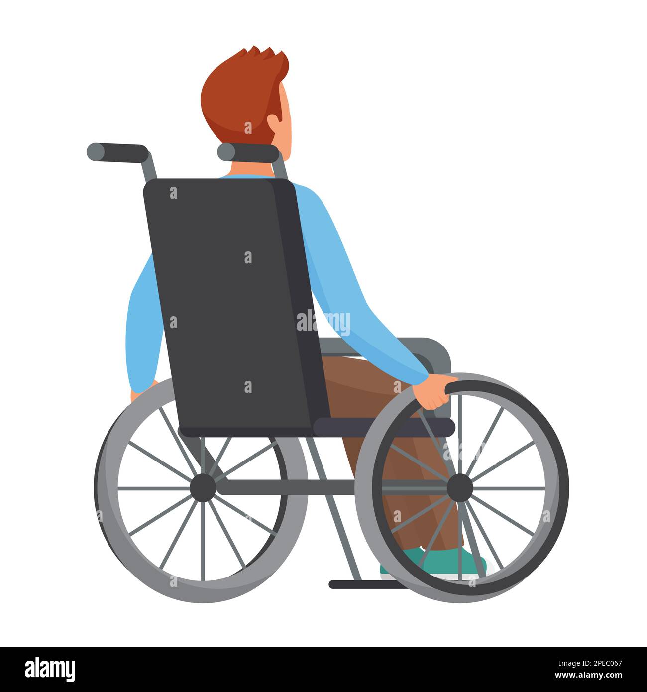 Young boy with disability. Man sitting in wheelchair, walking problem ...