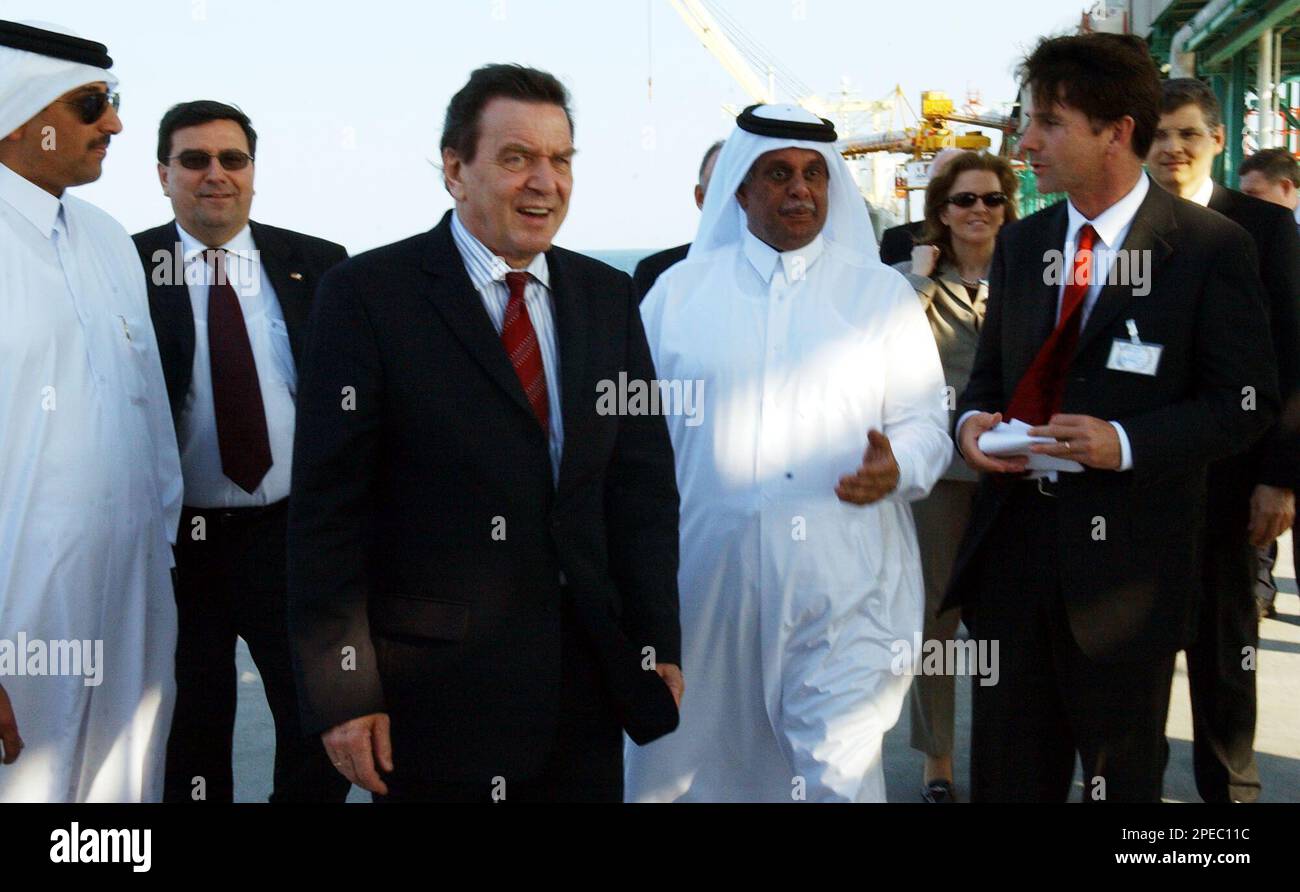 German Chancellor Gerhard Schroeder, third from left, and Qatar's ...