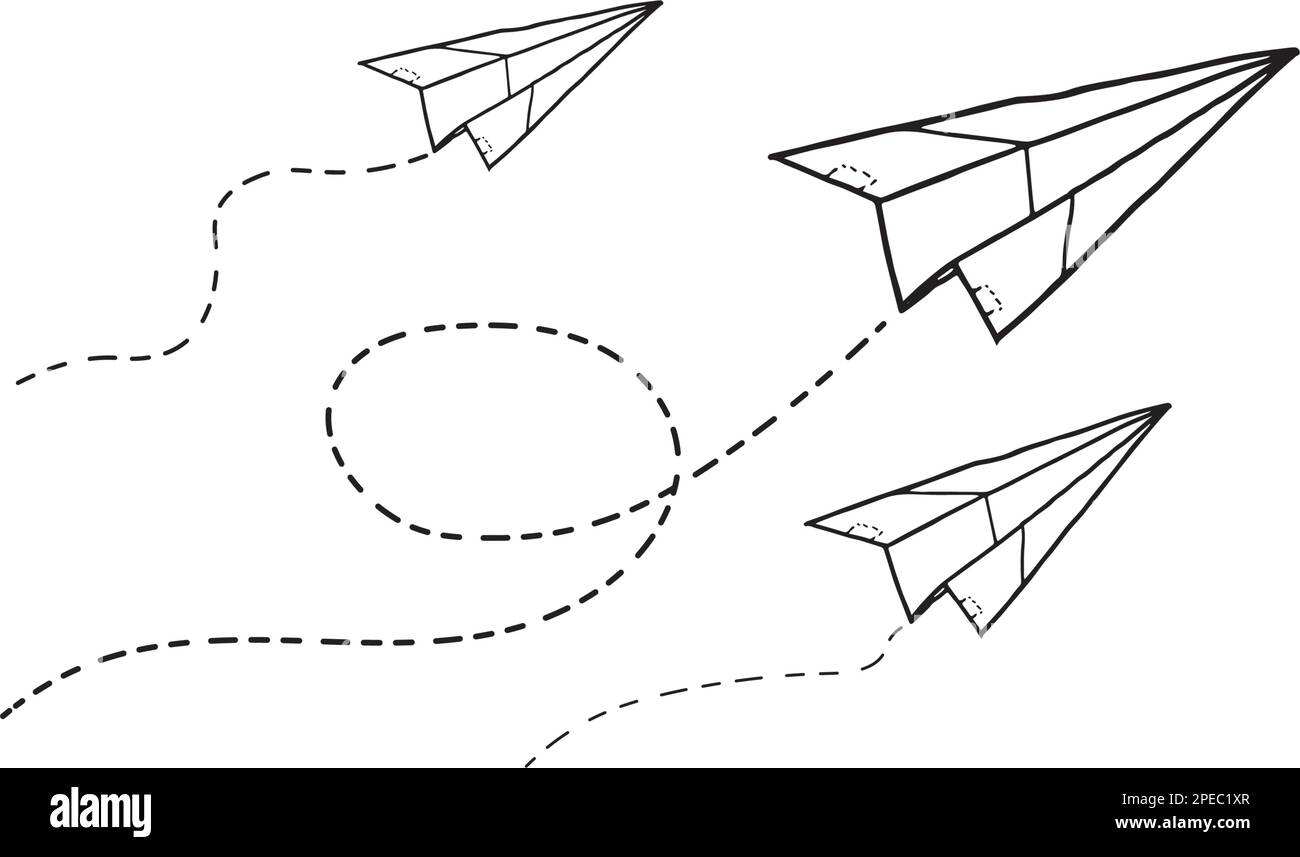 Raw sketch of a paper plane flying as concept of message delivery Stock ...
