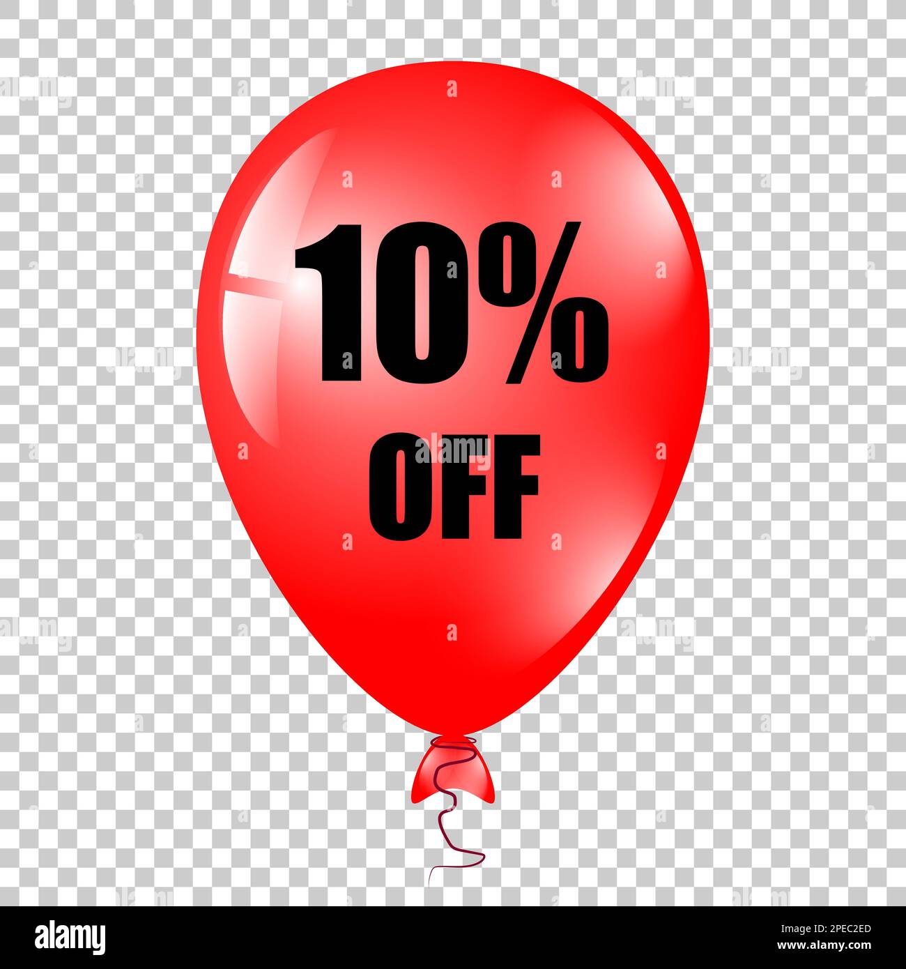 Red Baloon with text 10 percents. Vector illustration. Balloons with ...