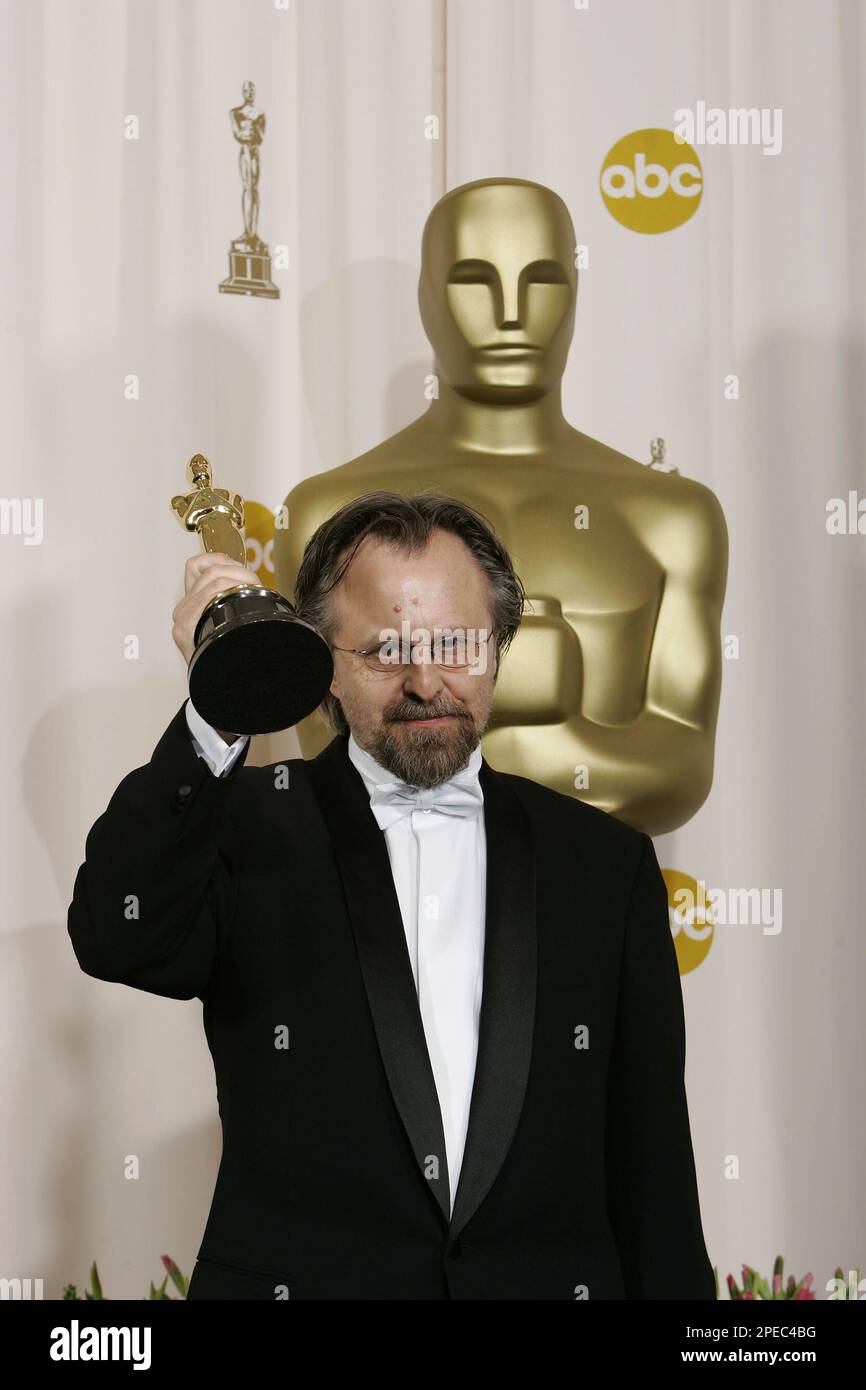 Jan. A.P. Kaczmarek poses with the Oscar for best original score for ...