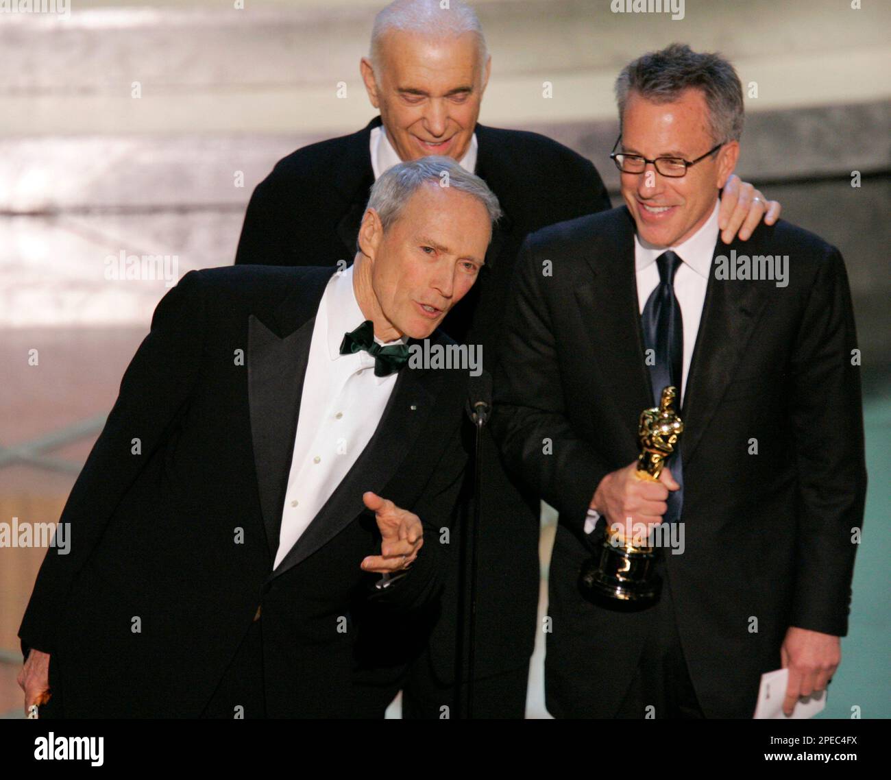 Producers Clint Eastwood, Albert S. Ruddy and Tom Rosenberg, left to ...