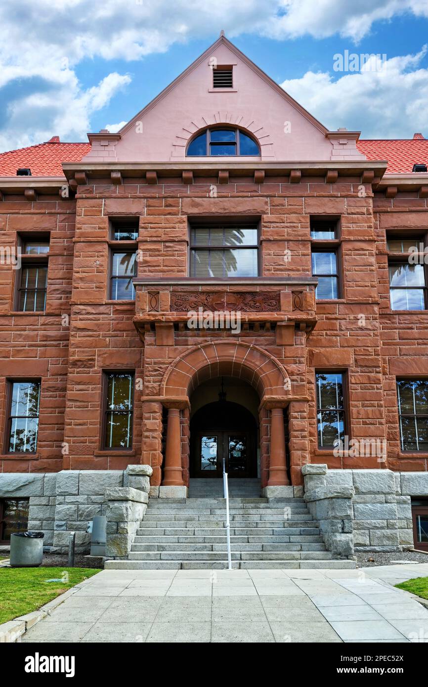 SANTA ANA, CALIFORNIA - 3 MAR 2023: Side entrance to the Old Orange ...