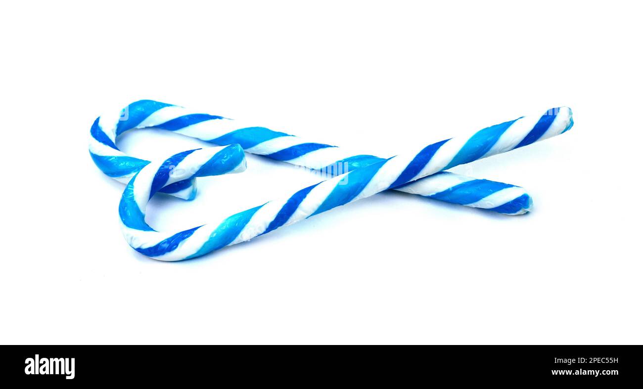 Blue lollipops isolated on white background Stock Photo - Alamy