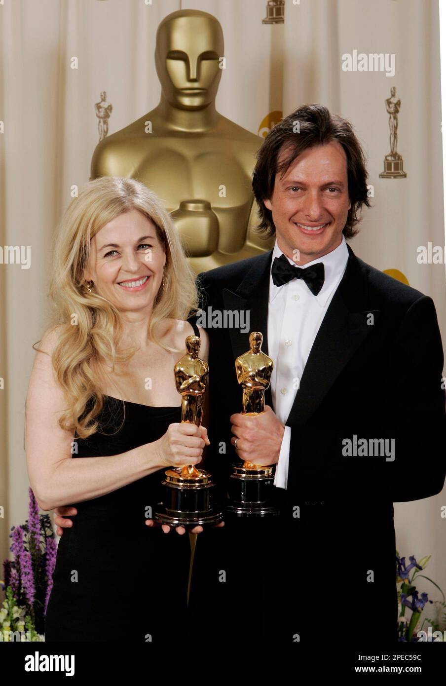 Valli O'Reilly and Bill Corso pose with their Oscars for achievement in ...