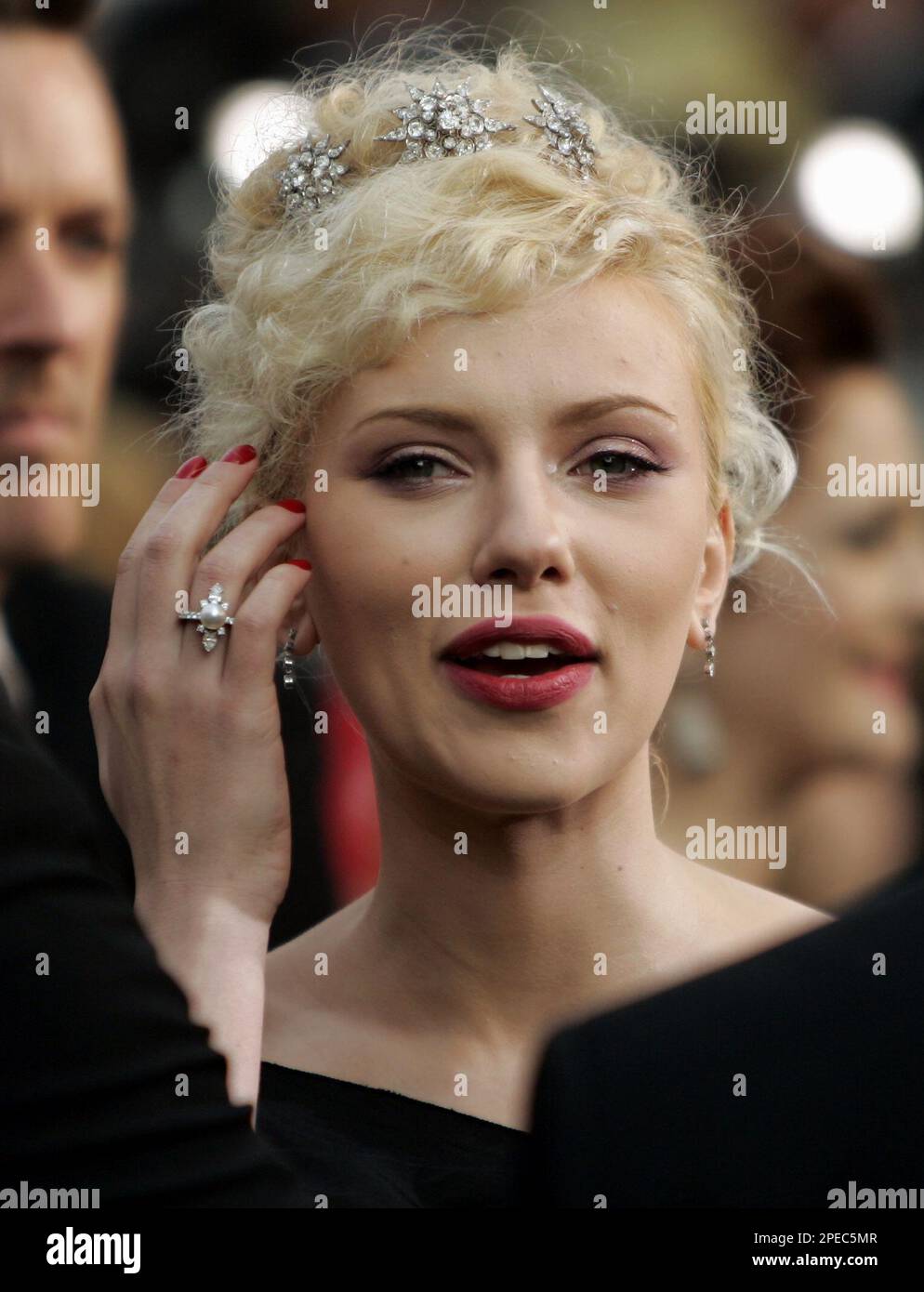 Oscar presenter Scarlett Johansson arrives for the 77th Academy Awards ...