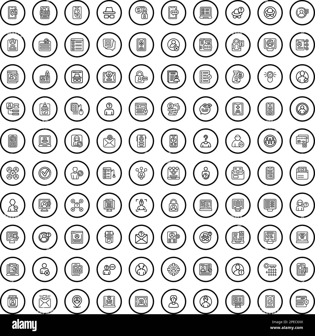 100 account icons set. Outline illustration of 100 account icons vector ...